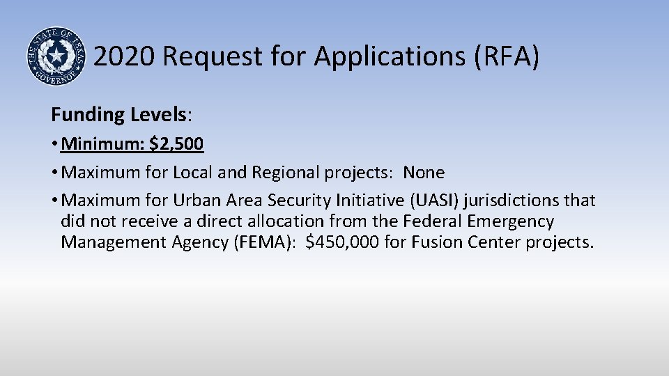 2020 Application Development Workshop State Homeland Security Program