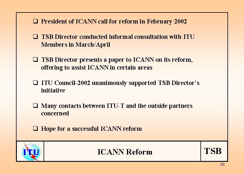 ITU Standardization and its new Environment Lisbon Portugal