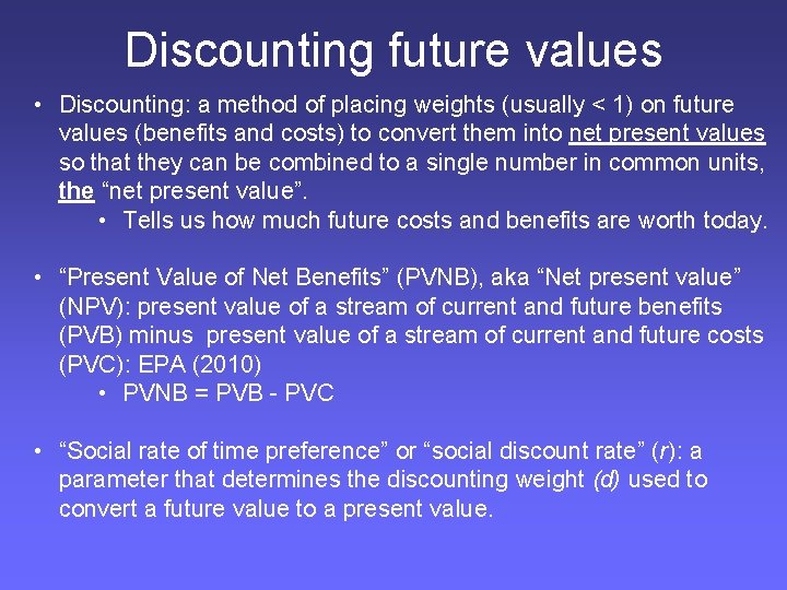 Benefit Cost Analysis BCA Overview and introduction to