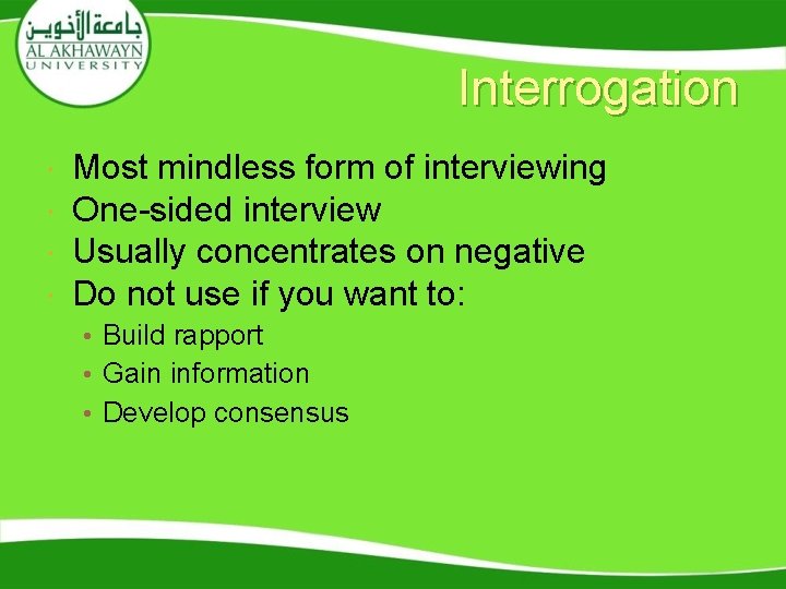 Chapter 6 Interviewing Conscious Communication Interview Types ...