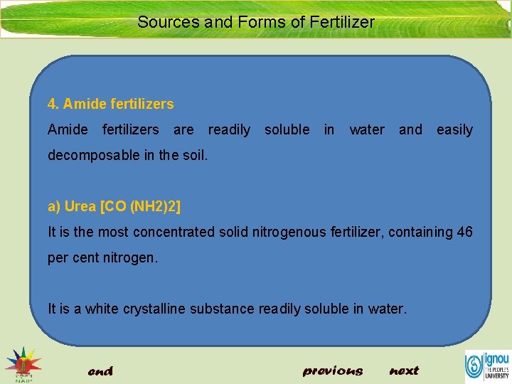 Sources and Forms of Fertilizer Sources and Forms