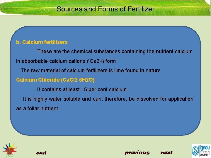 Sources and Forms of Fertilizer Sources and Forms
