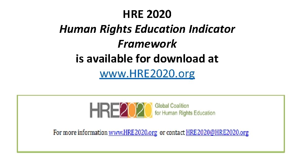 HRE 2020 Human Rights Education Indicator Framework Sneh