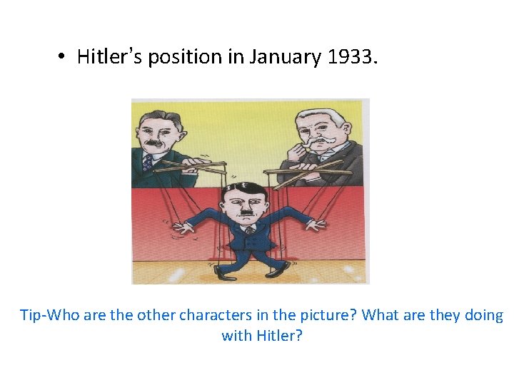 Hitlers position in January 1933 TipWho are the
