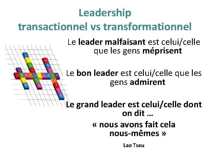 Leadership Transactionnel vs Transformationnel Leadership ...