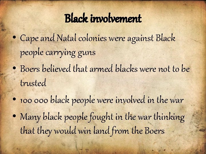 Black involvement in the SA War Black people