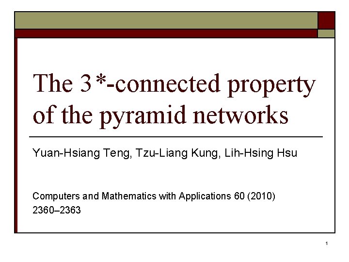 The 3connected property of the pyramid networks YuanHsiang