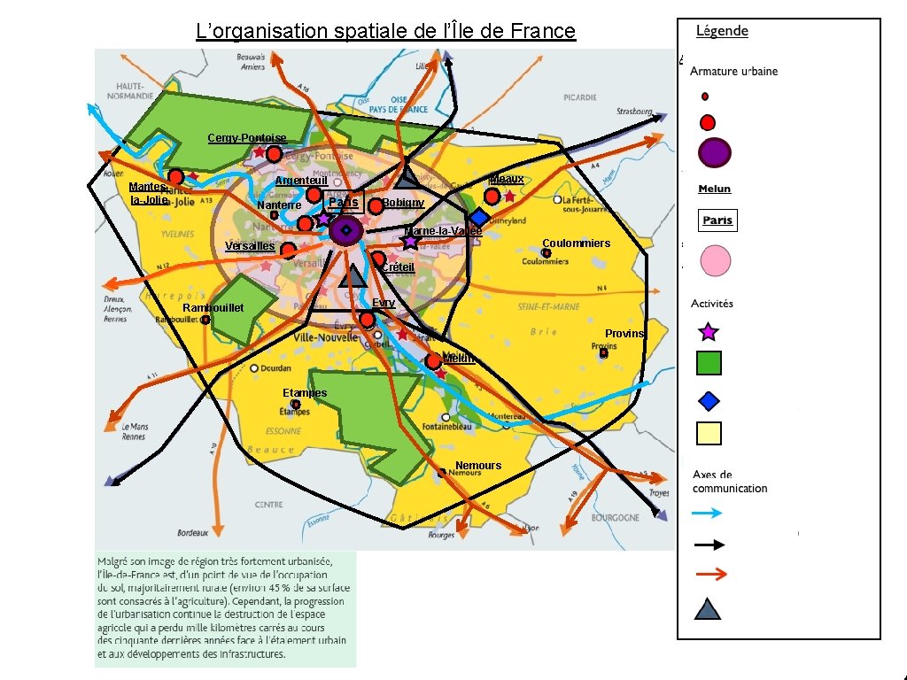 La carte Lorganisation spatiale de lle de France