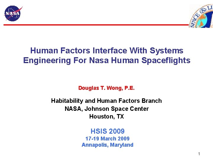 Human Factors Interface With Systems Engineering For Nasa