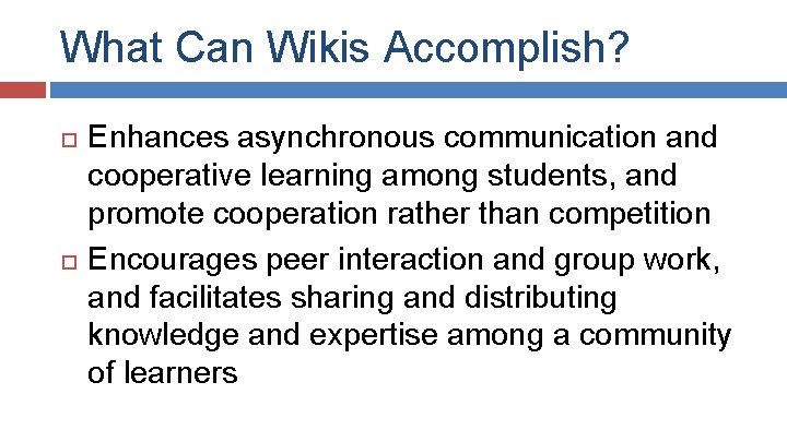 COLLABORATIVE LEARNING USING WIKIS Liberty University Online Education