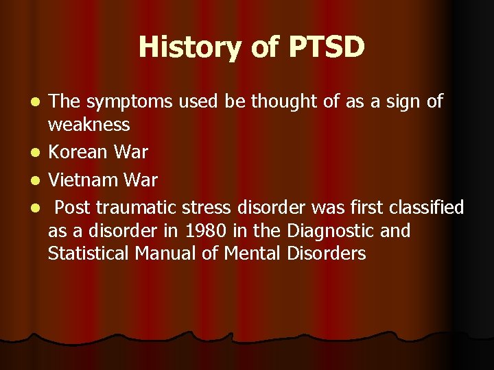 The Drama of Trauma Post Traumatic Stress Disorder