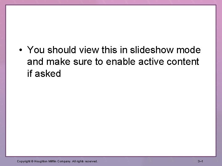 You should view this in slideshow mode and