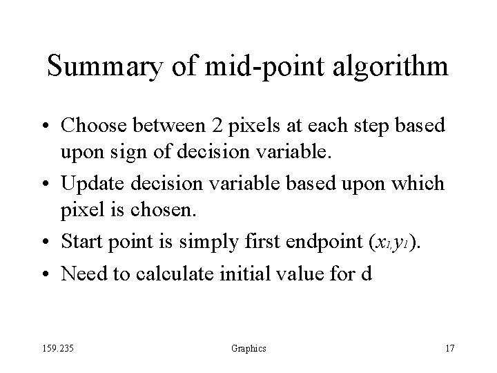 159 235 Graphics Graphical Programming Lecture 14 Lines