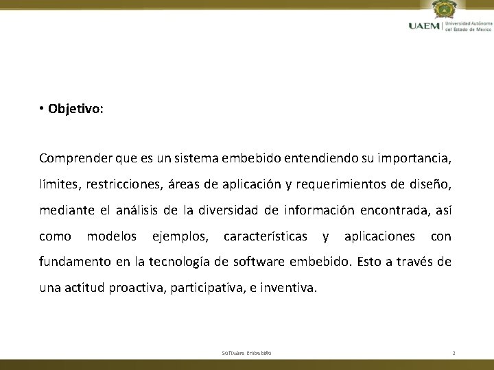 Unidad Acadmica Profesional Tianguistenco Ingeniera de Software Embebido