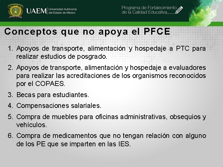 Principales lineamientos para la formulacin del PFCE 2016