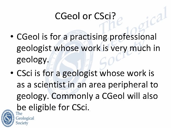 Chartership with The Geological Society Chartered Geologist CGeol