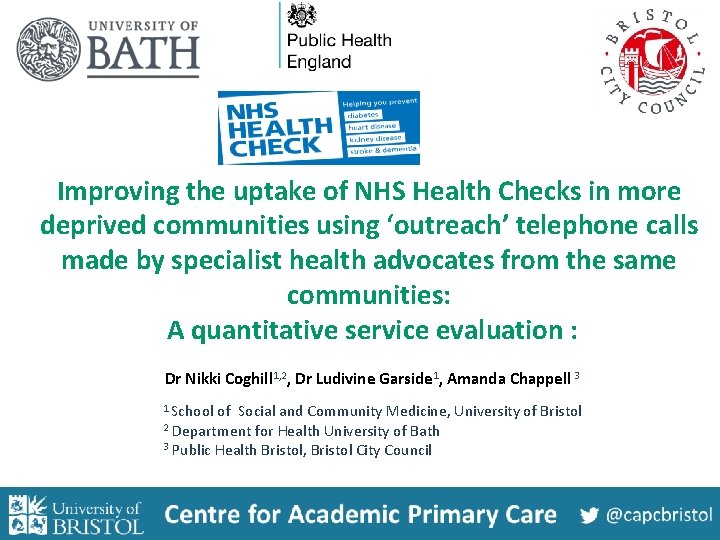 Improving the uptake of NHS Health Checks in