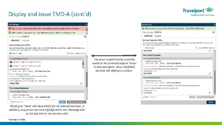 EMD Enhancements for booking airline content EMD Manager