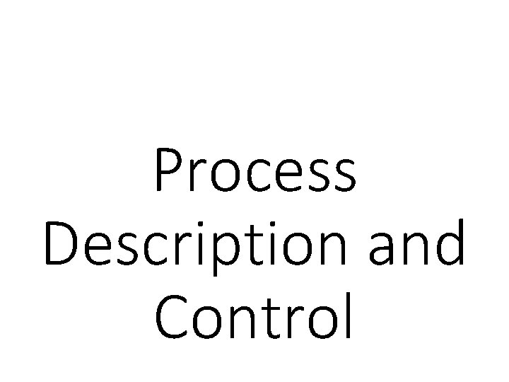 Process Description and Control Requirements of an Operating
