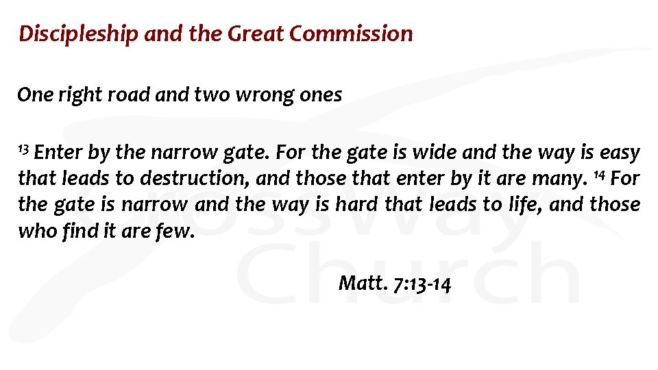Discipleship and the Great Commission part 2 Matthew