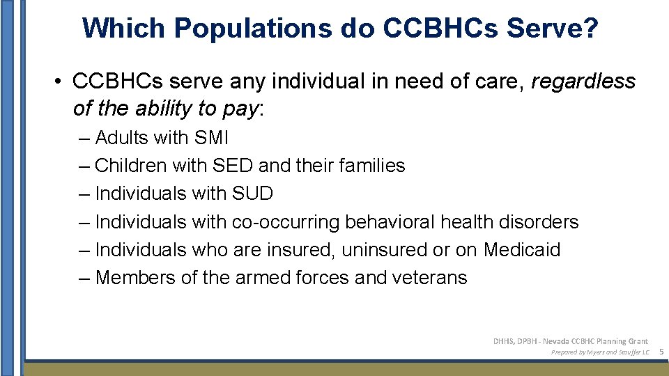 Nevada Certified Community Behavioral Health Clinics Planning Grant