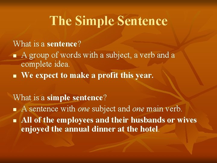 Types Of Sentences The Simple Sentence What Is Types Of Sentences The Simple Sentence What Is