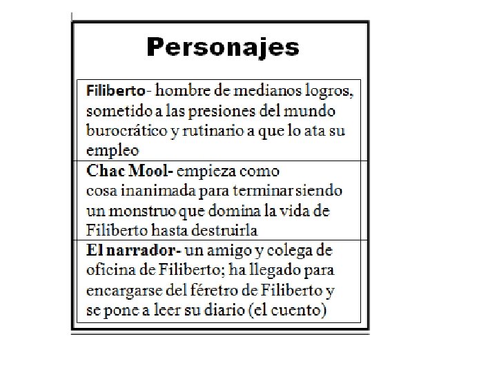 Chac Mool por Carlos Fuentes Gnero literario Realismo