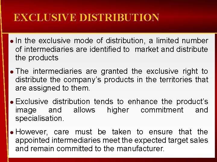 Lecture 8 MARKETING MIX PLACE ISSUES CONCERNING DISTRIBUTION