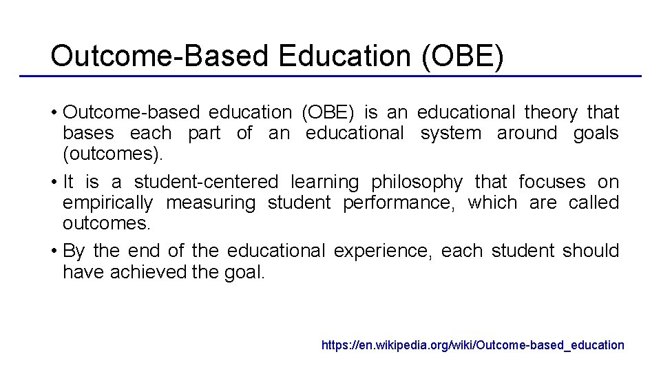 OutcomeBased Education OBE Prepared by Assoc Prof Ir