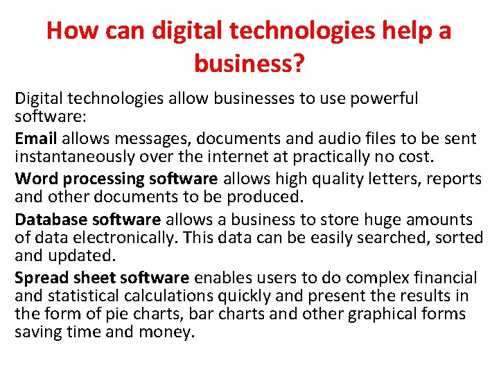 The Impact of Digital Technologies on an organisation