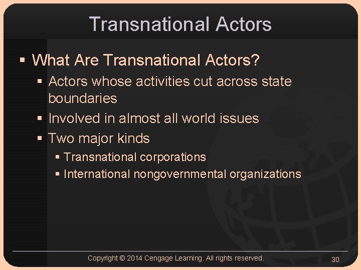 Chapter 7 International Organizations and Transnational Actors Learning