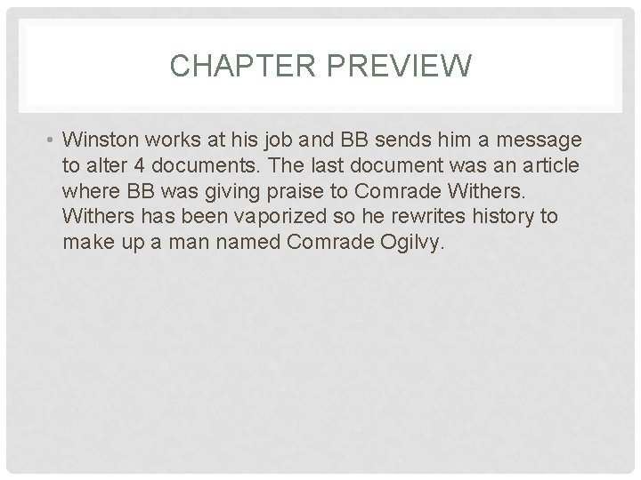 1984 BY GEORGE ORWELL PART I CHAPTER REVIEW