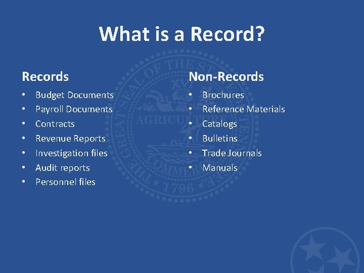 Records Management Basics Kevin Callaghan Director Records Management