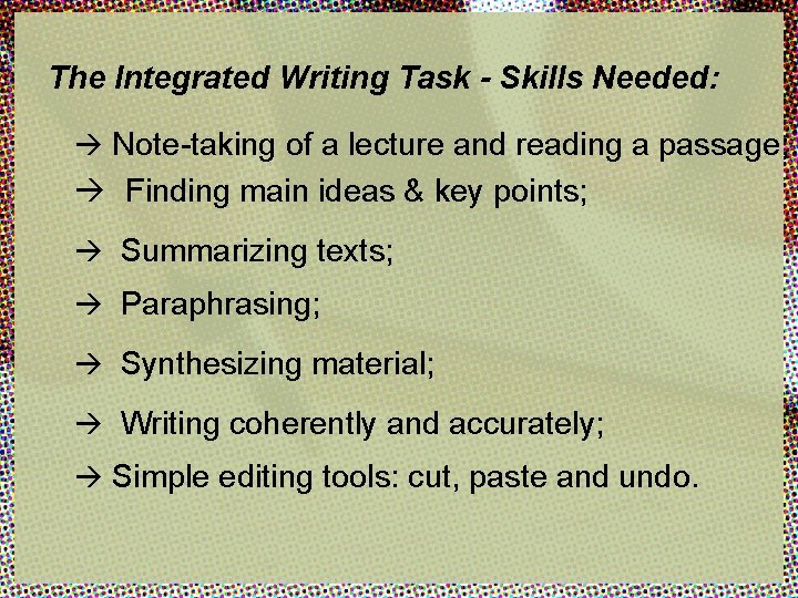 Writing Section Integrated Task Independent Task Essay Planning