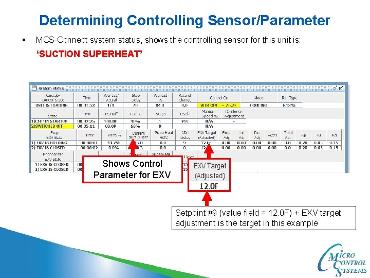 MCS EXV PID CONTROL Operator Training Instructions Version