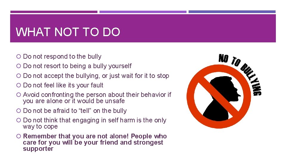 BULLYING PRESENTATION FOR GRADES 7 TO 12 WHAT