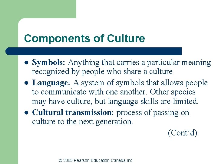 Chapter 3 Culture 2005 Pearson Education Canada Inc