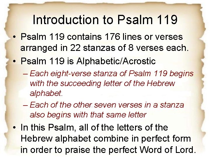 Lesson 21 Psalm 119 A Meditation of Gods