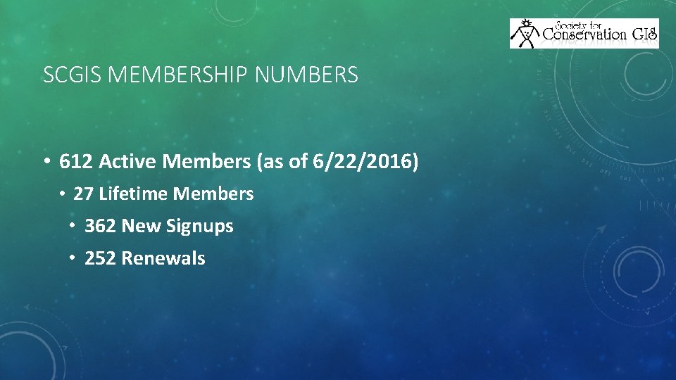 SCGIS MEMBERSHIP MEETING 6242016 SCGIS MEMBERSHIP COMMITEE Current