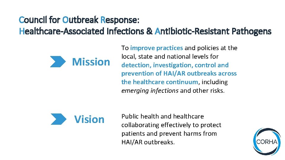 Council for Outbreak Response HealthcareAssociated Infections ...