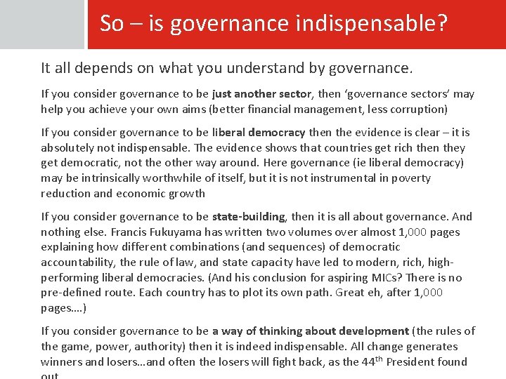 Is governance indispensable in development Graham Teskey Ministry