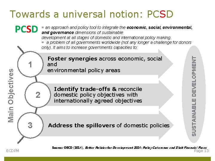Policy Coherence for Sustainable Development and the SDGs