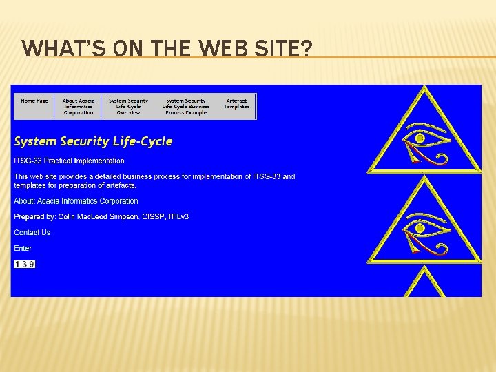SYSTEMS SECURITY LIFECYCLE SSLC ITSG33 Practical Implementation Colin