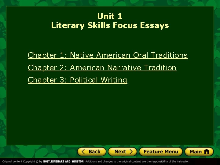 Unit 1 Literary Skills Focus Essays Chapter 1