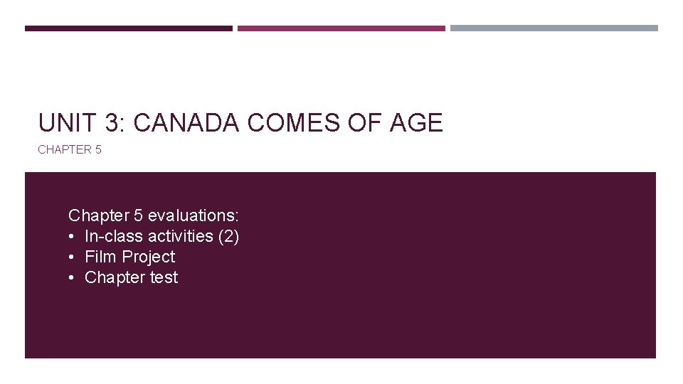 UNIT 3 CANADA COMES OF AGE CHAPTER 5