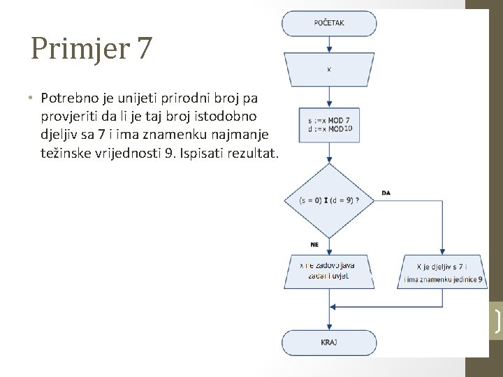 Konkretna primjena pseudo jezika Primjer 1 Potrebno je