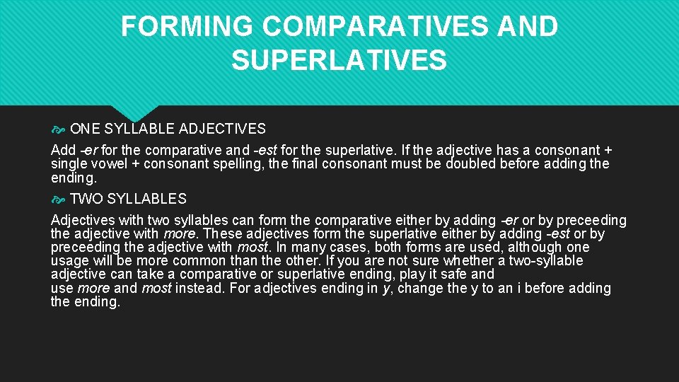 Comparatives and Superlatives Adjectives articles and phrases to