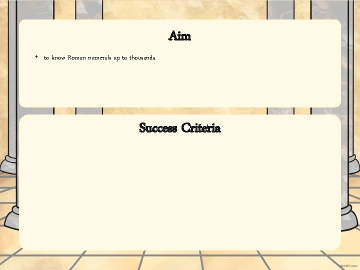 to know Roman numerals up to thousands Aim