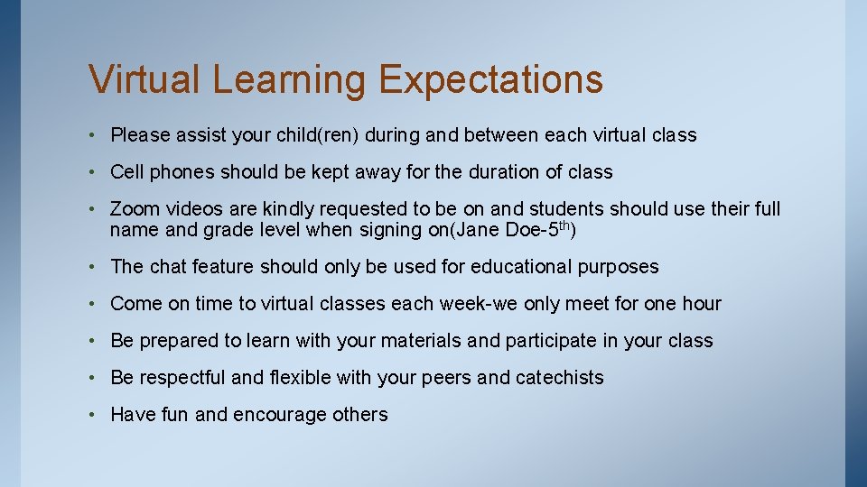 Welcome to 2020 2021 OLVP Faith Formation Parent