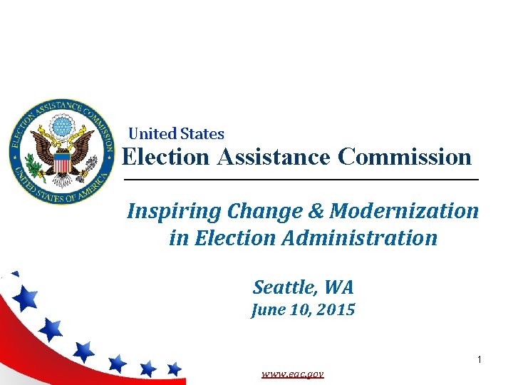 United States Election Assistance Commission Inspiring Change Modernization